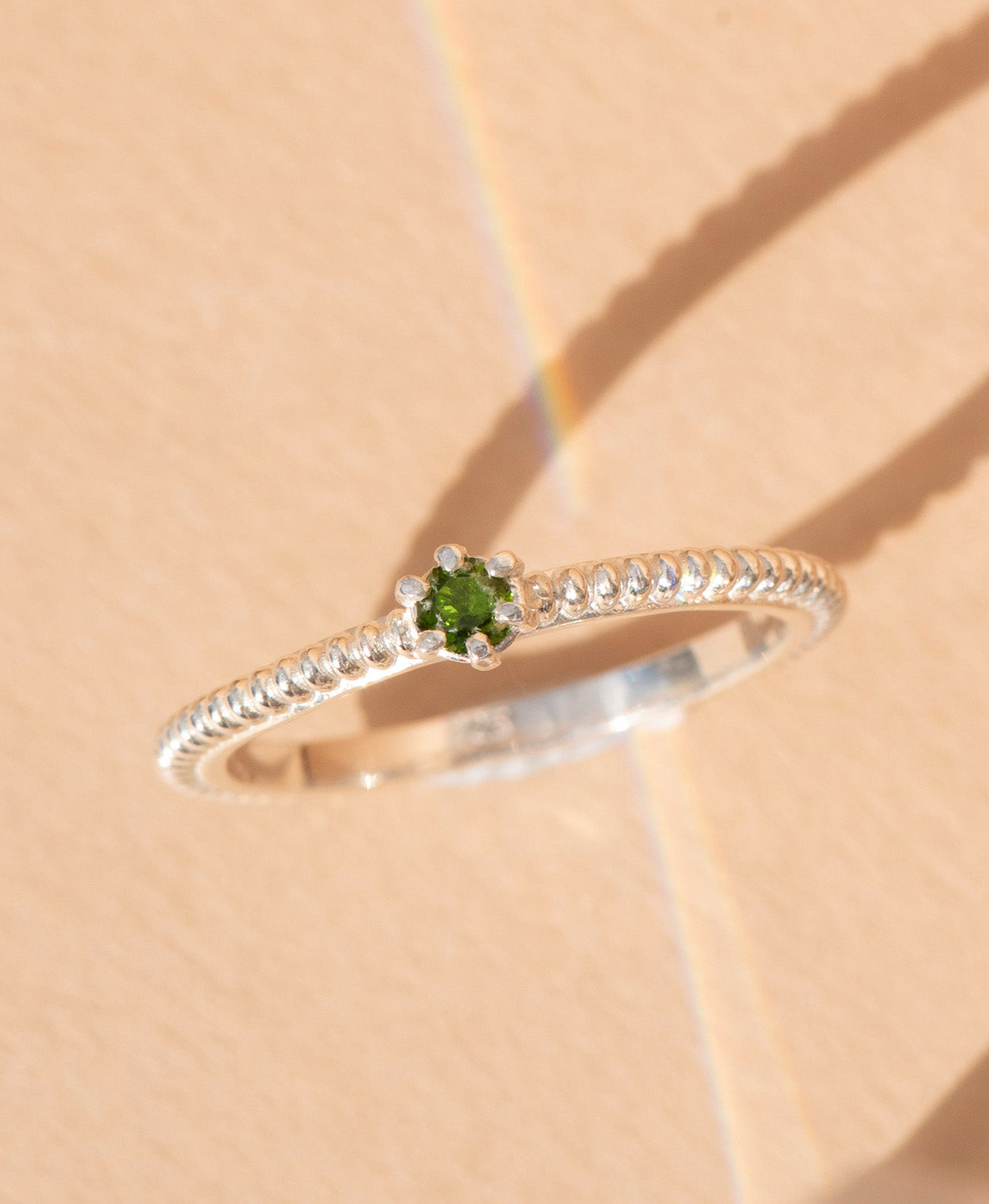 Anchored Stacker Ring - 925 Sterling Silver, Chrome Diopside | Zoë & Morgan NZ