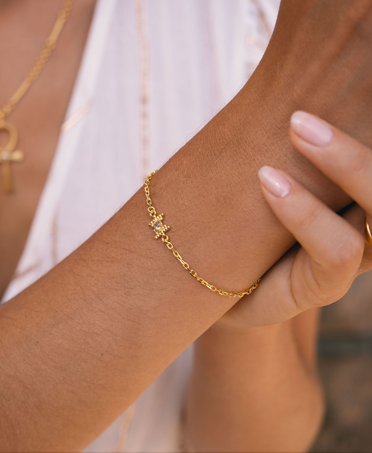 Inti Bracelet 22k Gold Vermeil Peach Zircon Zoe Morgan NZ