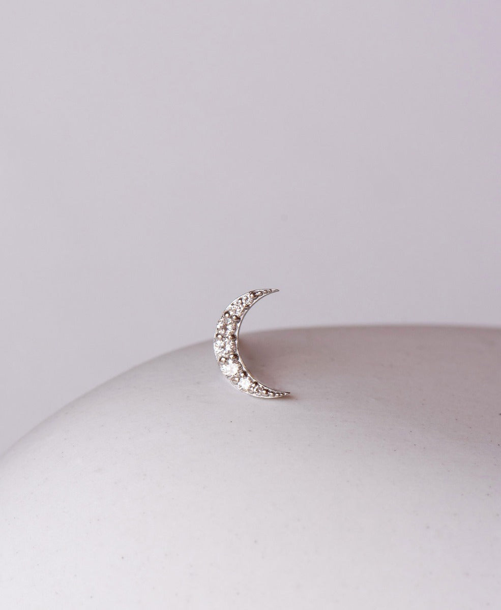Luna Studs - 9k White Gold, Diamond | Zoë & Morgan NZ