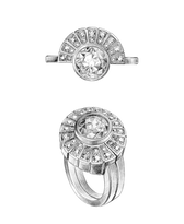 Deco Sun Engagement Ring - 18k Yellow Gold, Round Mixed Cut Green Sapp ...