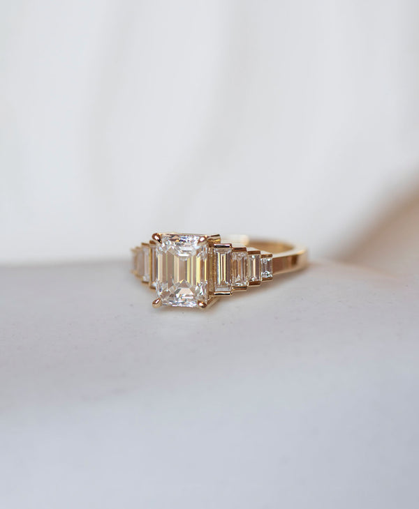 Fides Engagement Ring - 18k Yellow Gold, Emerald Cut Diamond 2.0 carat ...