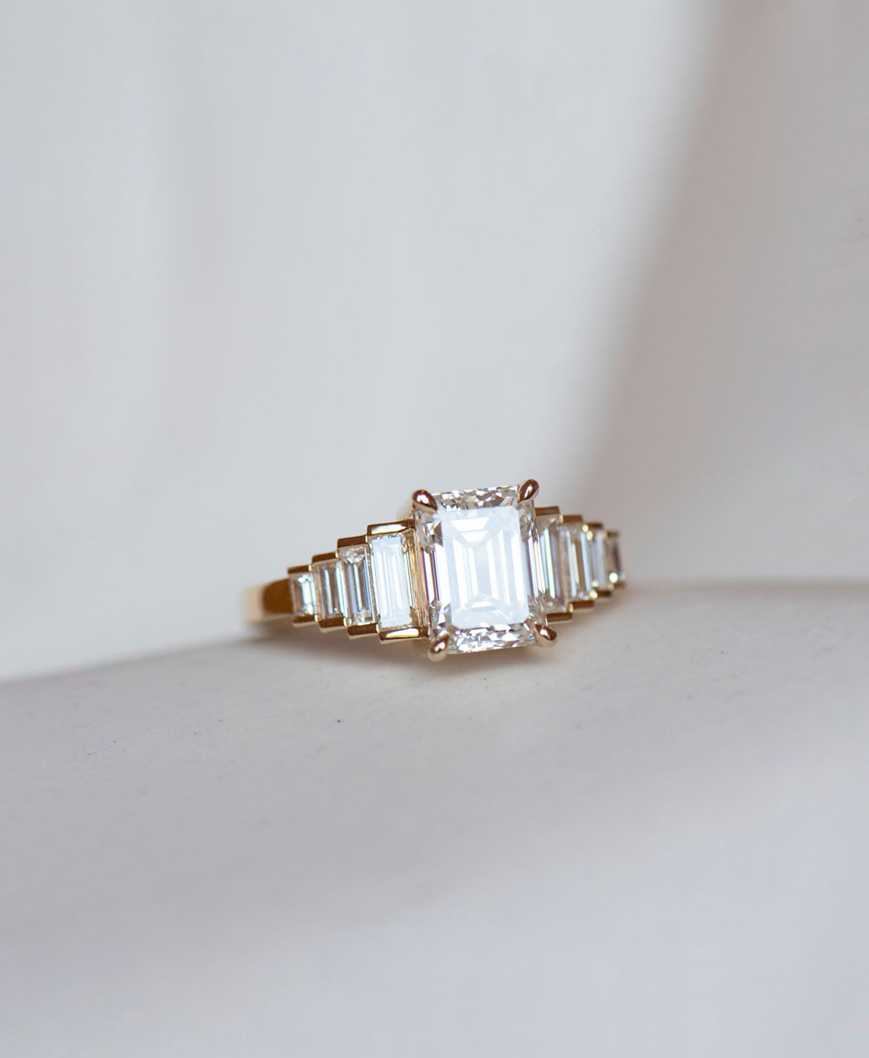 Fides Engagement Ring - 18k Yellow Gold, Emerald Cut Diamond 2.0 carat ...