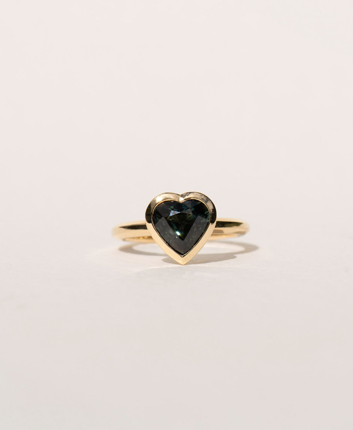 Frida Engagement Ring - 18k Yellow Gold, Heart Cut Green Sapphire 2.57 ...