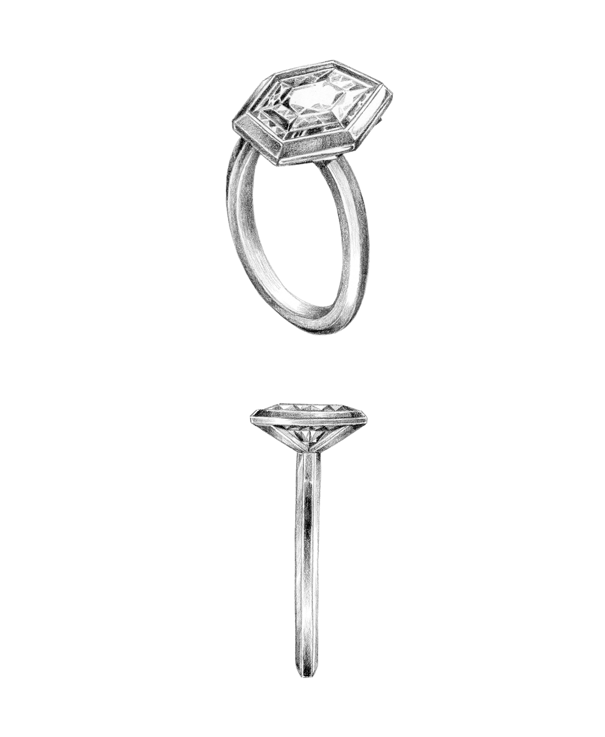 Frida Engagement Ring - Elongated Hexagonal Cut Lab Grown Diamond | Zoë & Morgan NZ