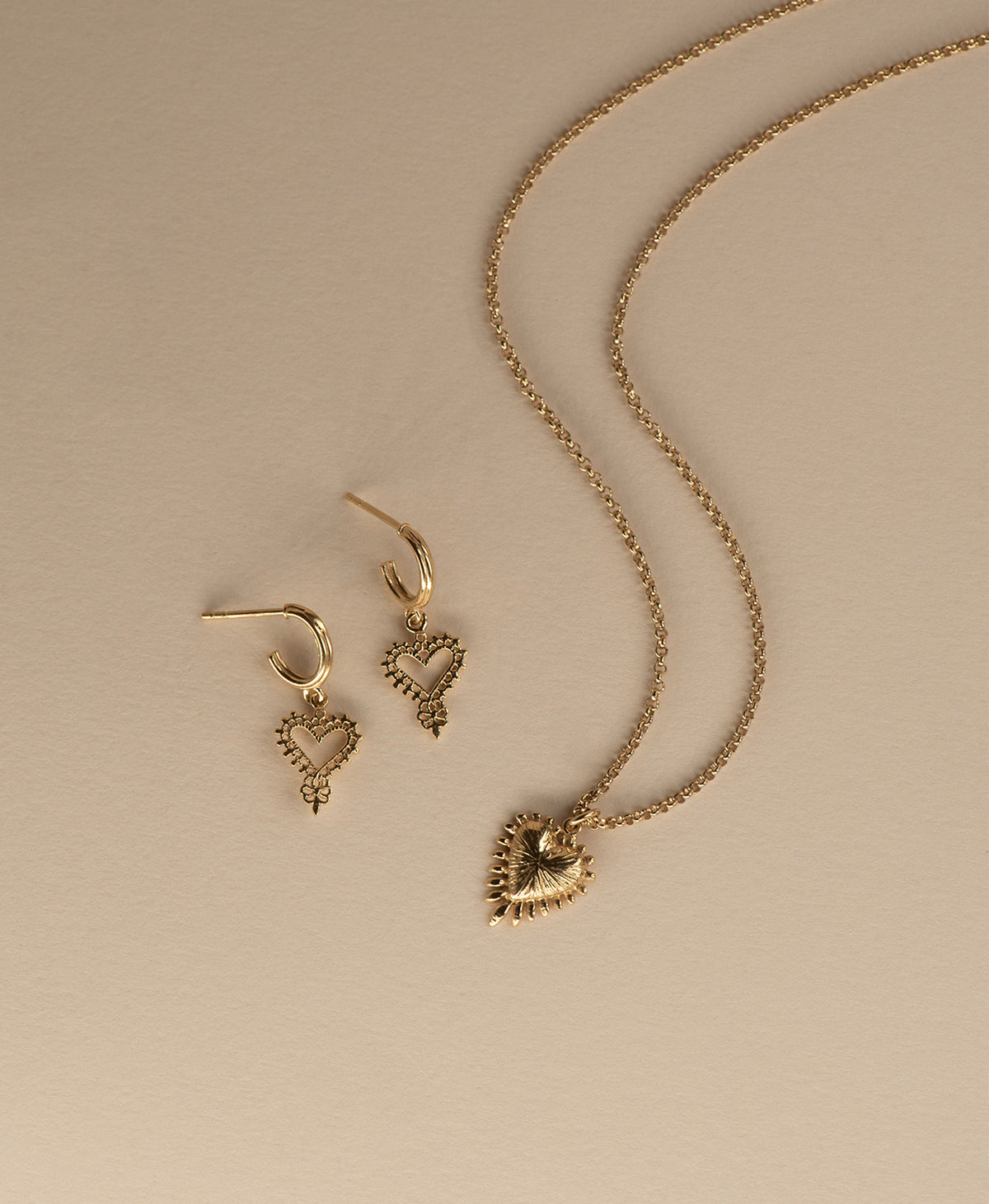 Mini Heart Hoops & Necklace Gift Set - 22k Gold Vermeil | Zoë & Morgan NZ