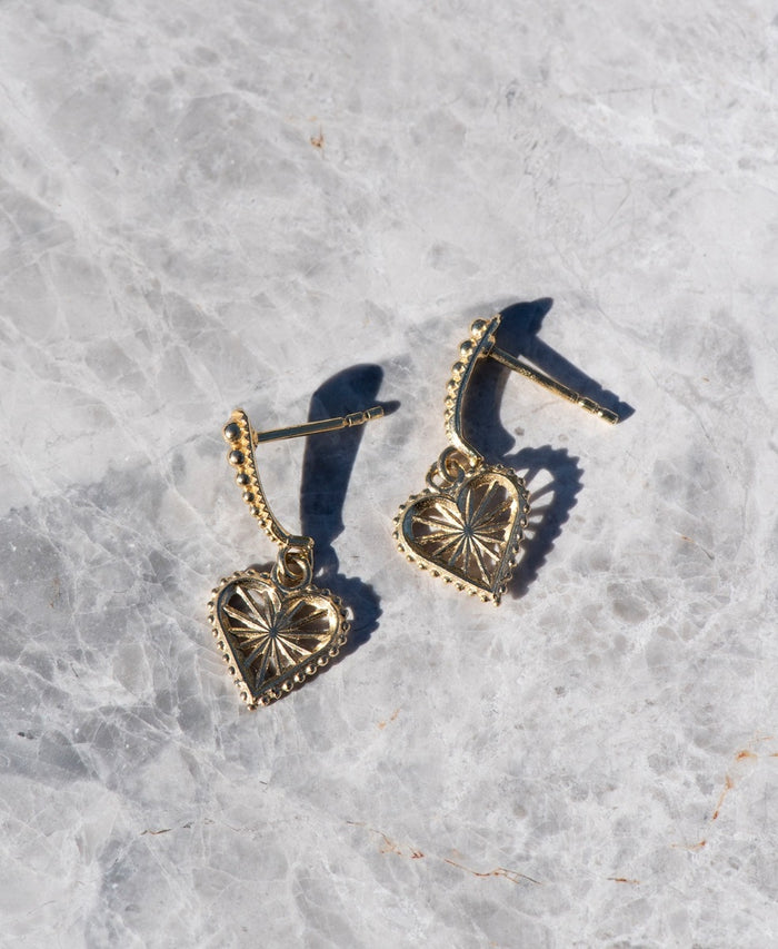Mini Sweet Heart Earrings - 22k Gold Vermeil | Zoë & Morgan NZ