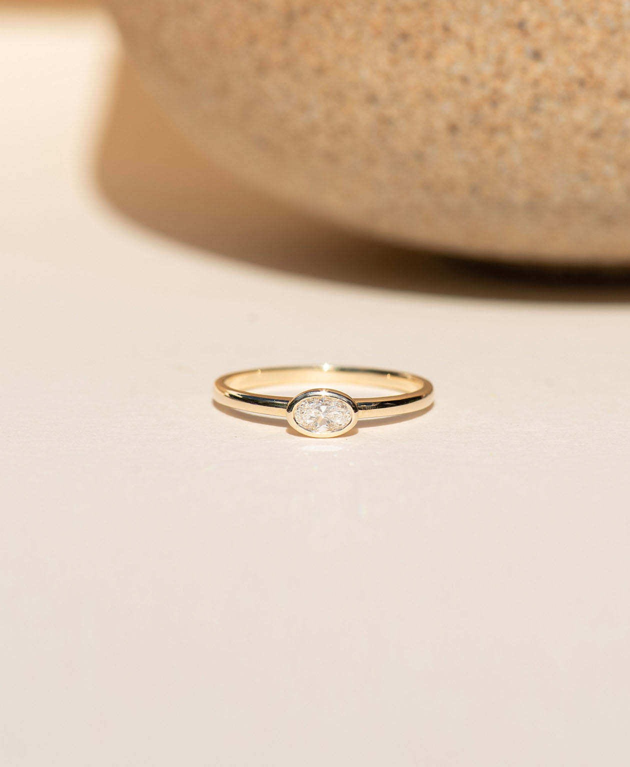 Mon Petit Stacker Ring - 9k Yellow Gold, Oval Cut Lab Grown Diamond ...