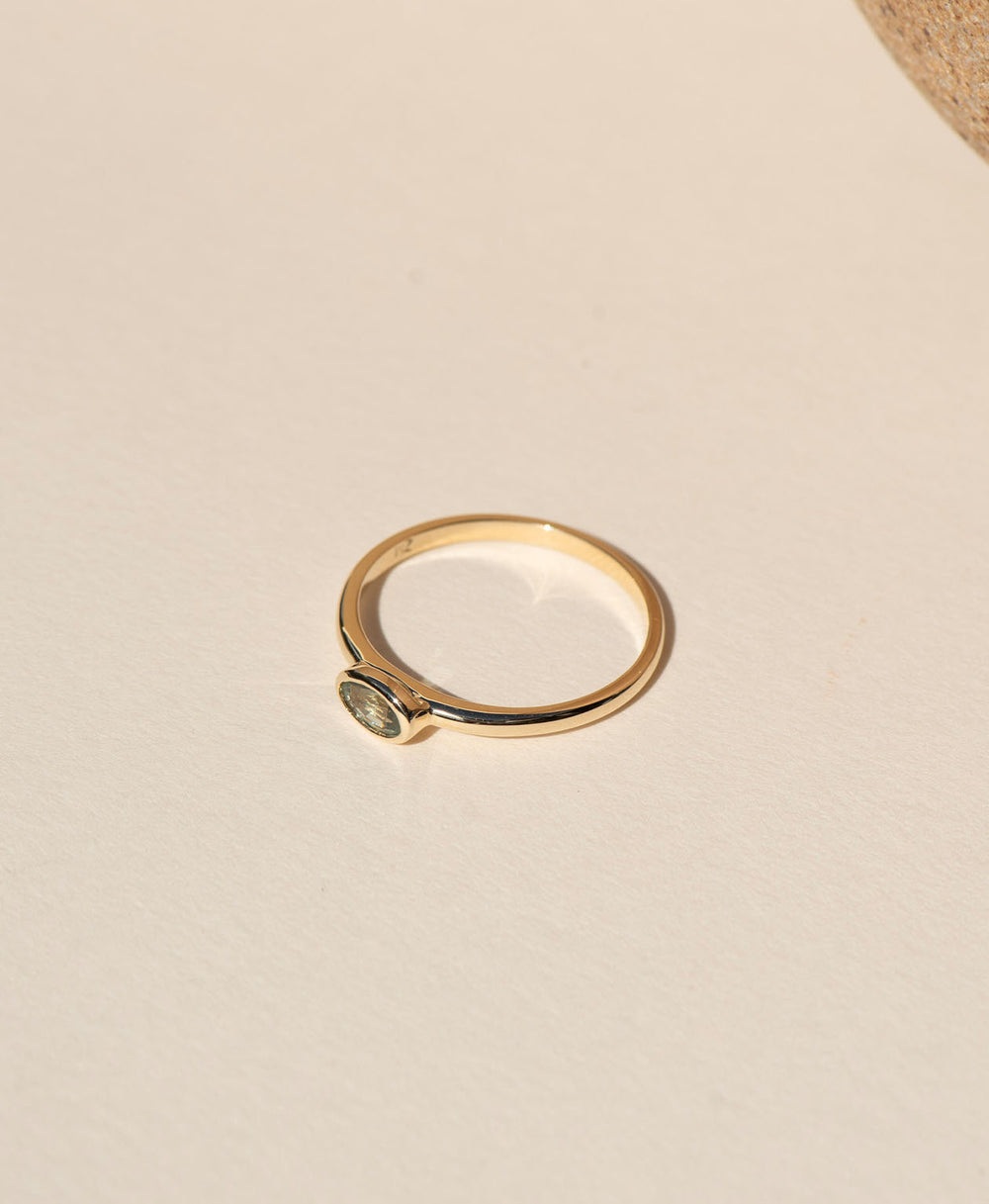 Mon Petit Stacker Ring - 9k Yellow Gold, Oval Cut Green Sapphire | Zoë & Morgan NZ