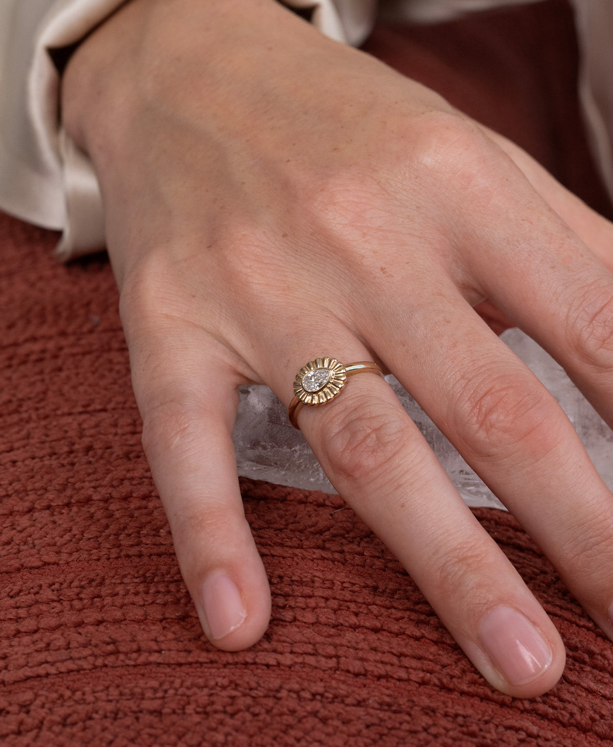 Odette Ring - 9k Yellow Gold, Pear Lab Grown Diamond | Zoë & Morgan NZ