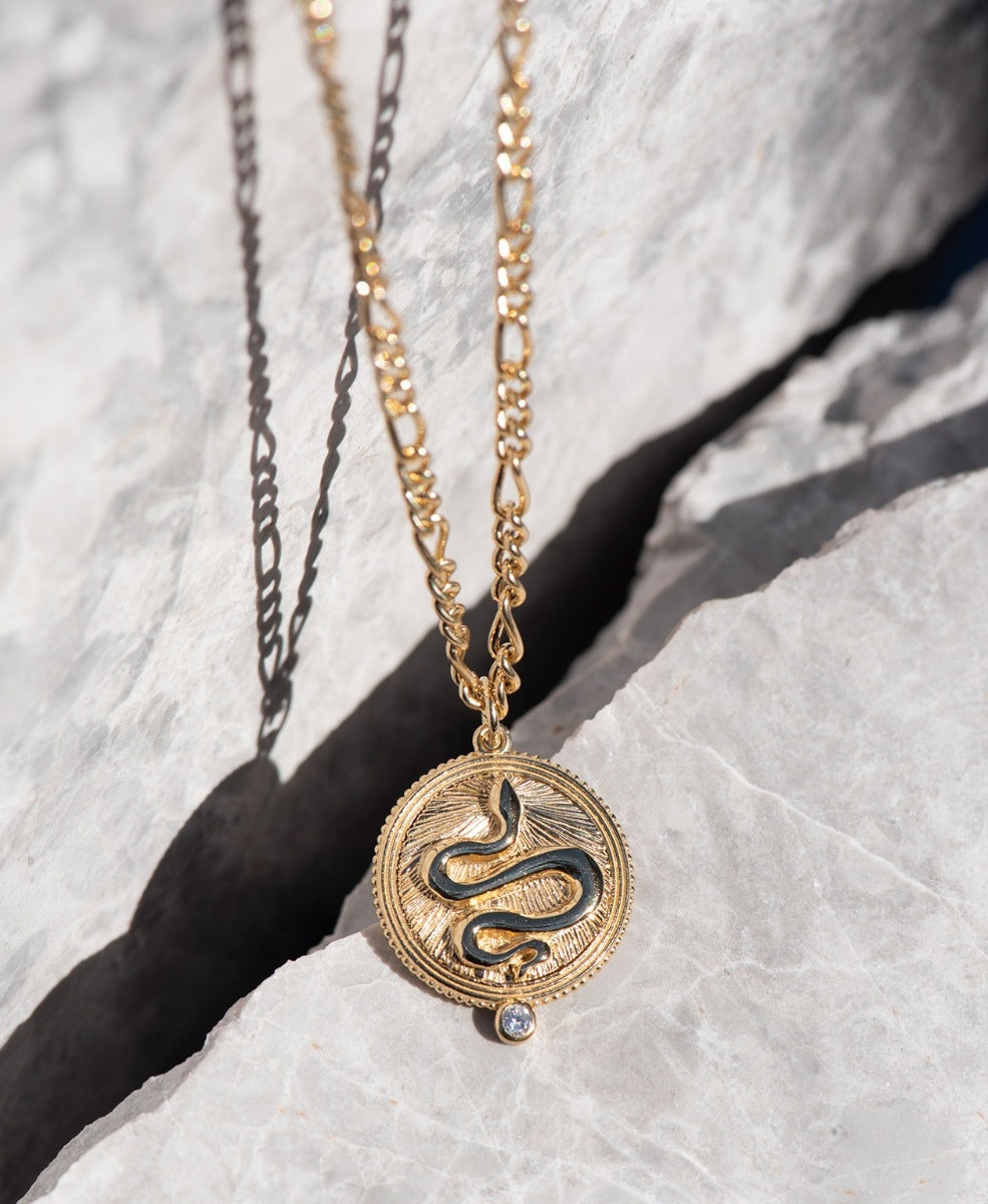 Wisdom Necklace - 22k Gold Vermeil, White Zircon | Zoë & Morgan NZ