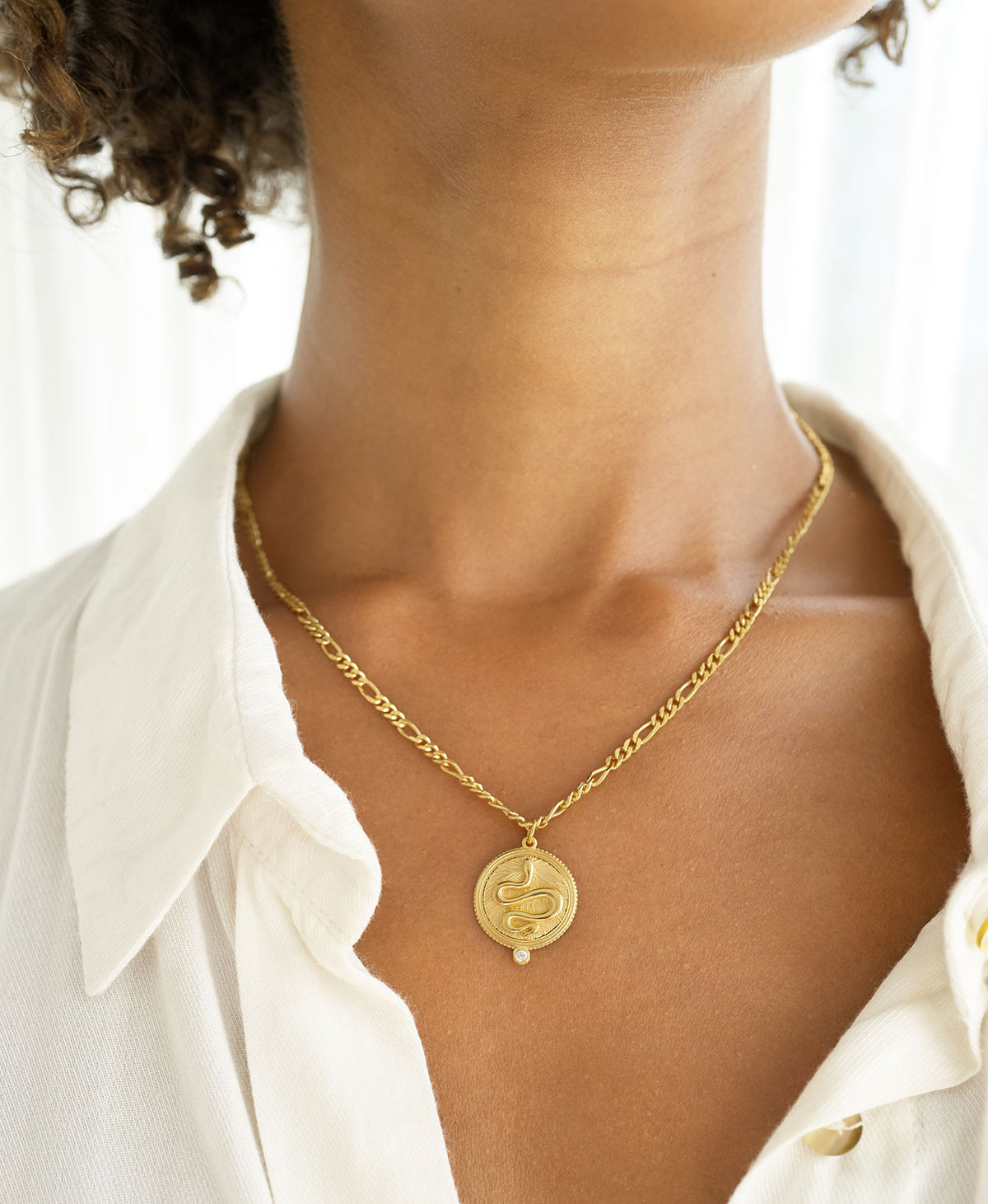 Wisdom Necklace - 22k Gold Vermeil, White Zircon | Zoë & Morgan NZ
